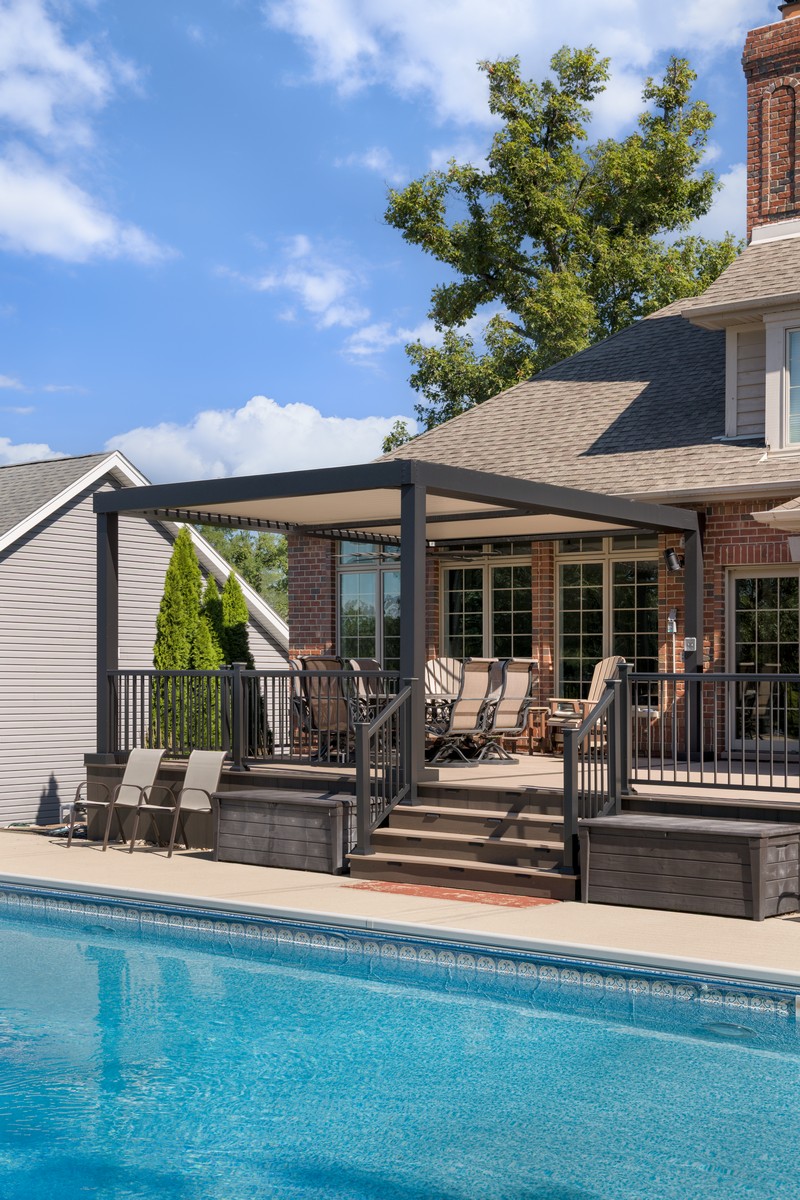 Clubhouse Deck, Harmony Railing, and Struxure Pergola - Crown Point ...